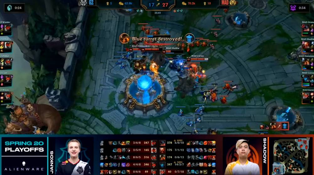 LEC季后赛：G2爆冷不敌MAD掉入败者组-直播吧zhibo8.cc