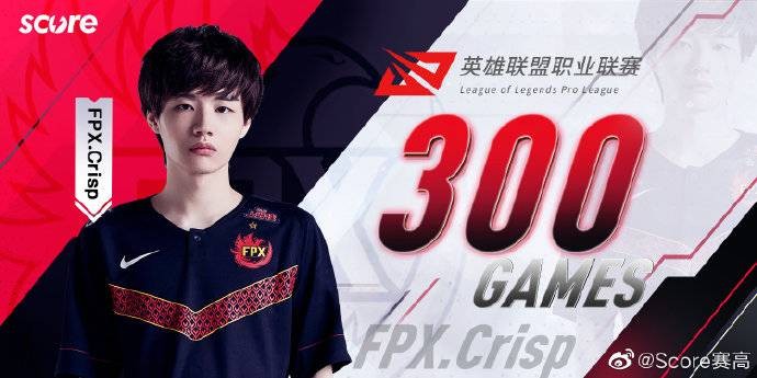 数据：FPX.Crisp迎来个人LPL第300局出场-直播吧zhibo8.cc