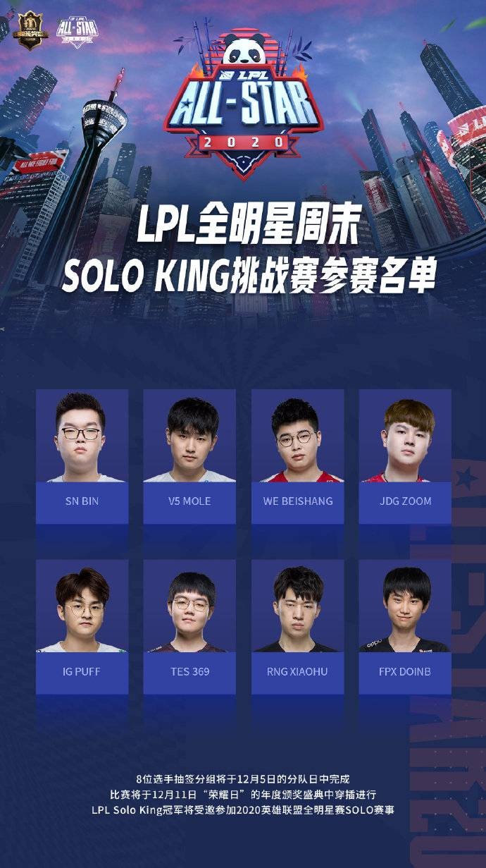 2020LPL全明星SoloKing名单：Bin、Xiaohu、Doinb将登场-直播吧zhibo8.cc