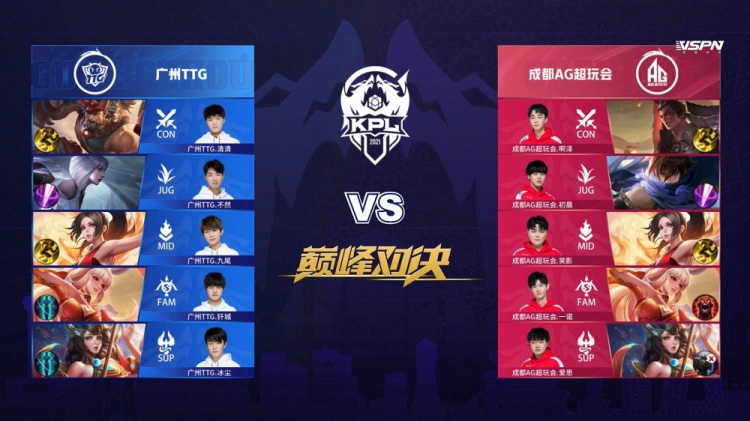 KPL季后赛败者组决赛:广州TTG 4:3 成都AG超玩会晋级KPL总决赛-直播吧zhibo8.cc
