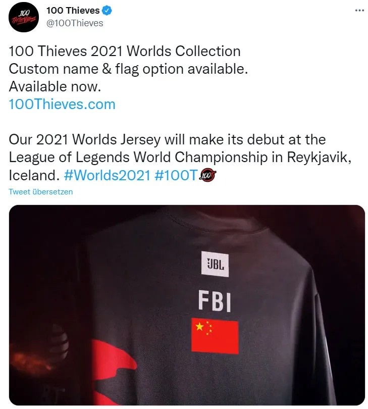 我心仍是中国心！100T的澳籍华裔选手FBI的队服后面印的是国旗-直播吧zhibo8.cc