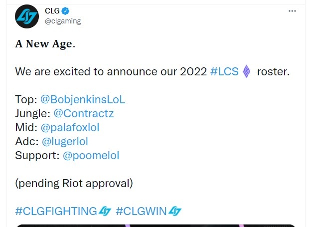 CLG官方：新季赛大名单 Jenkins+Contractz组成上野利刃-直播吧zhibo8.cc