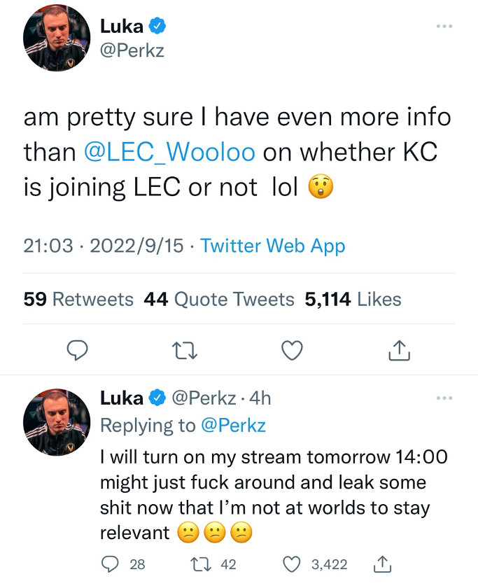 LEC老懂哥！Perkz：我对KC是否加入LEC更有发言权-直播吧