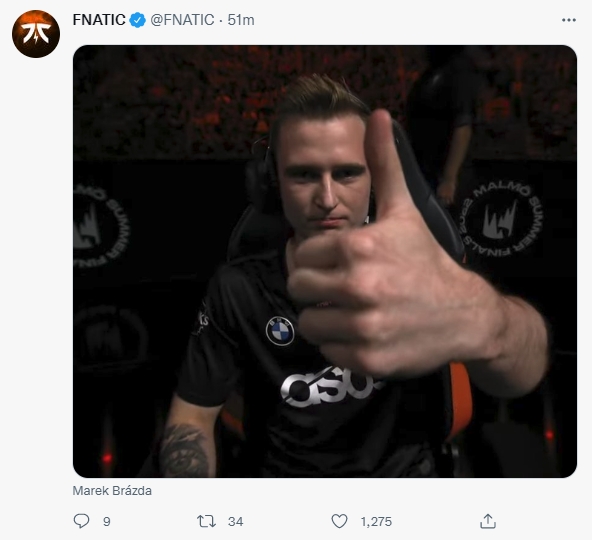 来自自己人的认可！FNC官推整活发布Humanoid的点赞图👍-直播吧