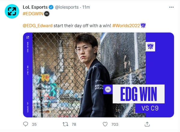 C9不敌EDG后，LoLEsports官推：C9今年在S12的旅程结束了-直播吧