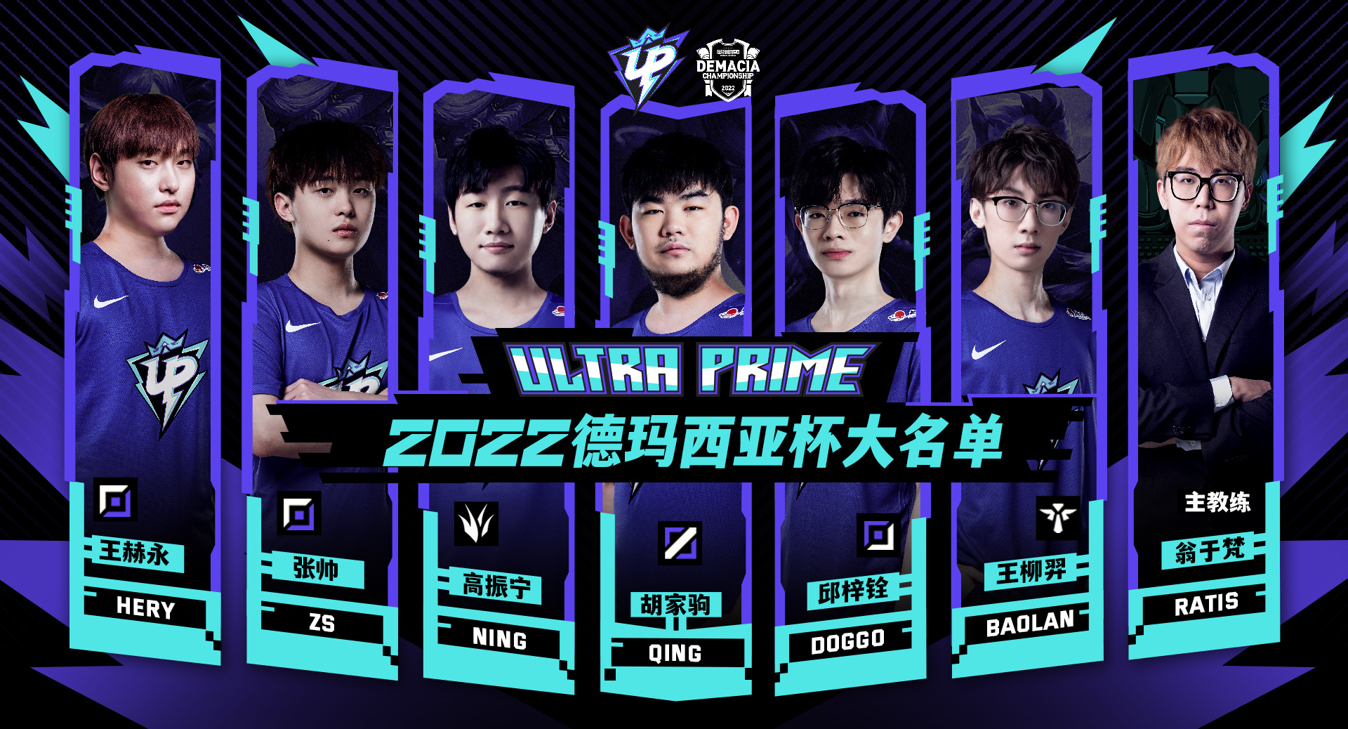 UP官宣德杯出征名单：冠军野辅组合Ning+Baolan出战-直播吧