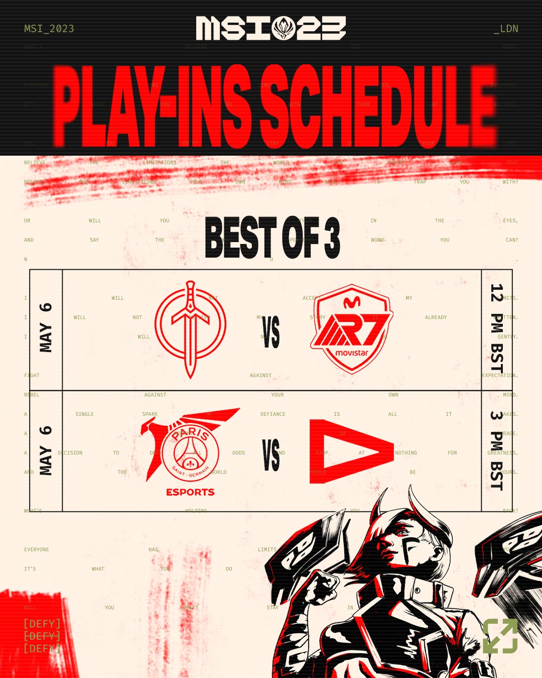 2023MSI入围赛Day5预告：GG对阵R7，PSG交手LOUD，输家将淘汰-直播吧