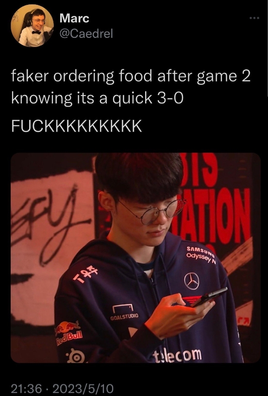 LEC解说整活：Faker知道这会是一场快速3-0 所以已经开始点外卖了-直播吧