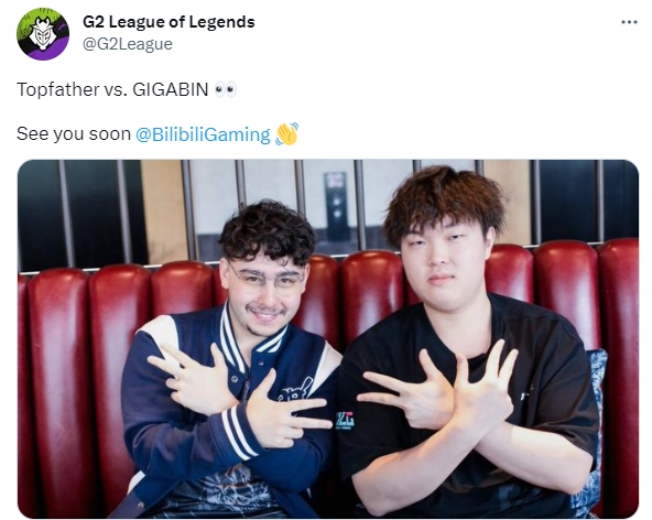 上路1v1男人大战😤G2官推喊话BLG：T﻿OP Father vs 猛男Bin-直播吧