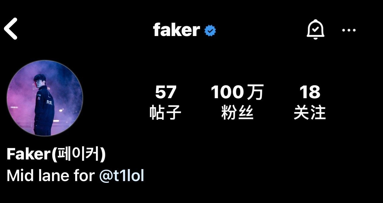 🤣远超T1、LCK官方INS！Faker的instagram粉丝数达到100万-直播吧