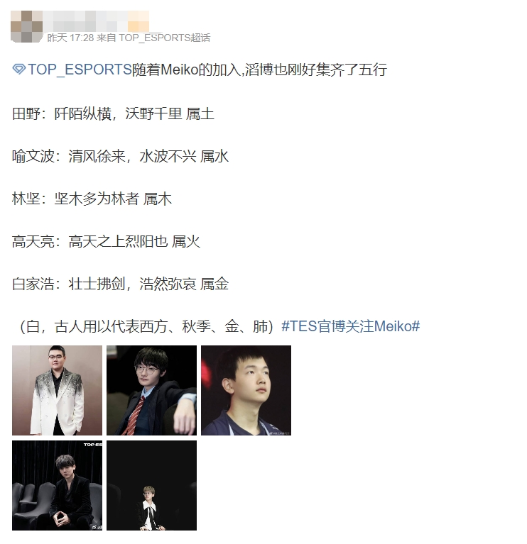 召唤帝皇铠甲？粉丝另类分析：Meiko的加入让TES顺利凑齐五行！-直播吧