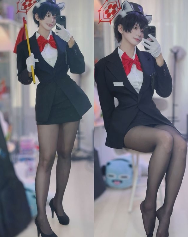 Faker顶级女粉近期COS照：这黑丝大长腿，李哥看了都点赞！-直播吧