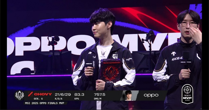 王朝了！Chovy凭借本场BO5的亮眼表现斩获MSI决赛FMVP！-直播吧