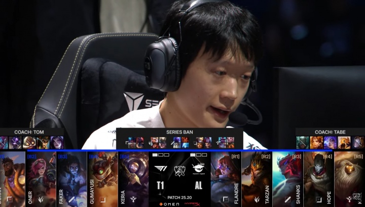 永恩迎战Faker塞拉斯！第三局BP：Keria机器人 Hope烬圣枪哥上单兔子-直播吧