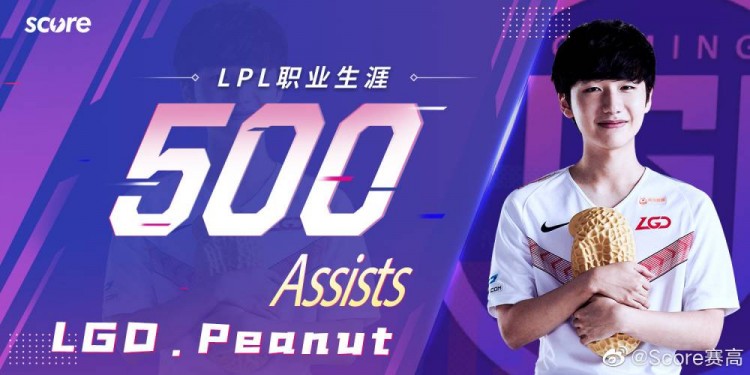 里程碑：LGD.Peanut拿下个人LPL第500次助攻-直播吧zhibo8.cc