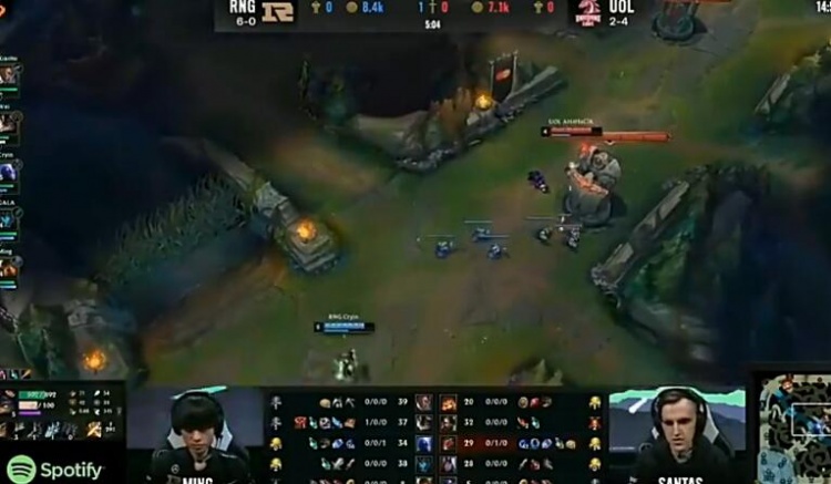 LMS解说看RNG19分钟推平UOL：Wei的兰宝 打得好凶喔-直播吧zhibo8.cc