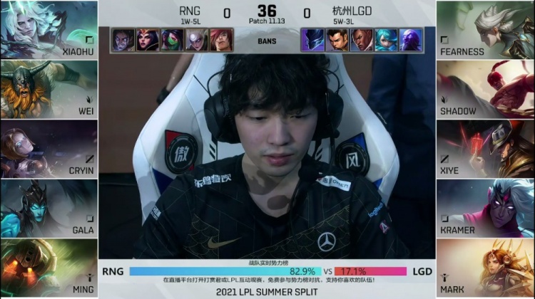 Xiaohu佛耶戈君临峡谷举目荒芜 RNG团战碾压击败LGD拿下首局-直播吧zhibo8.cc
