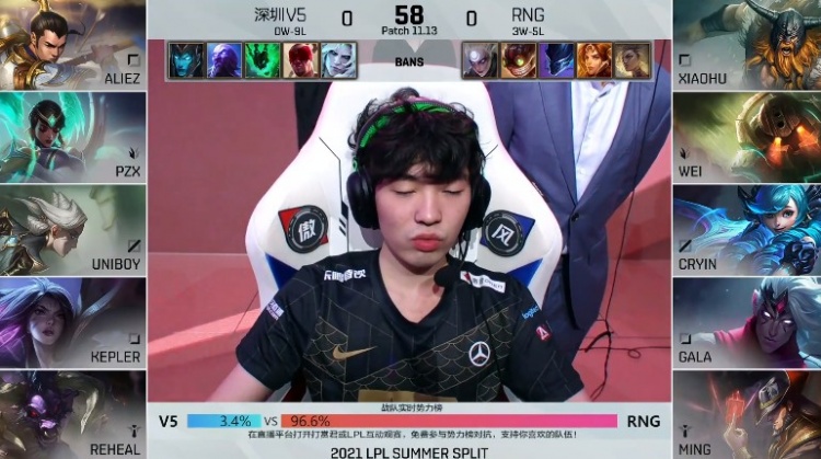 Xiaohu格温剪出一片天 RNG平推V5先下一城-直播吧zhibo8.cc