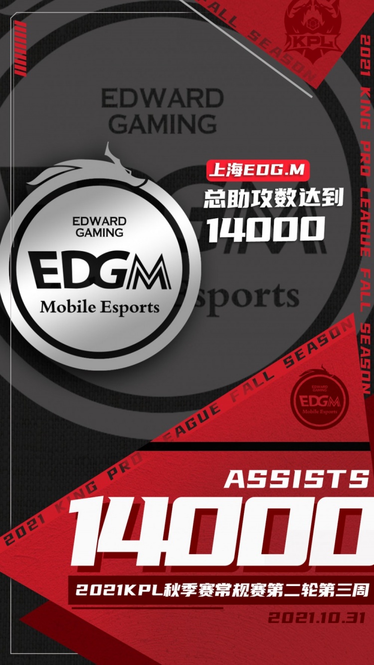 KPL职业联赛：恭喜EDGM达成KPL赛场14000助攻成就！-直播吧zhibo8.cc