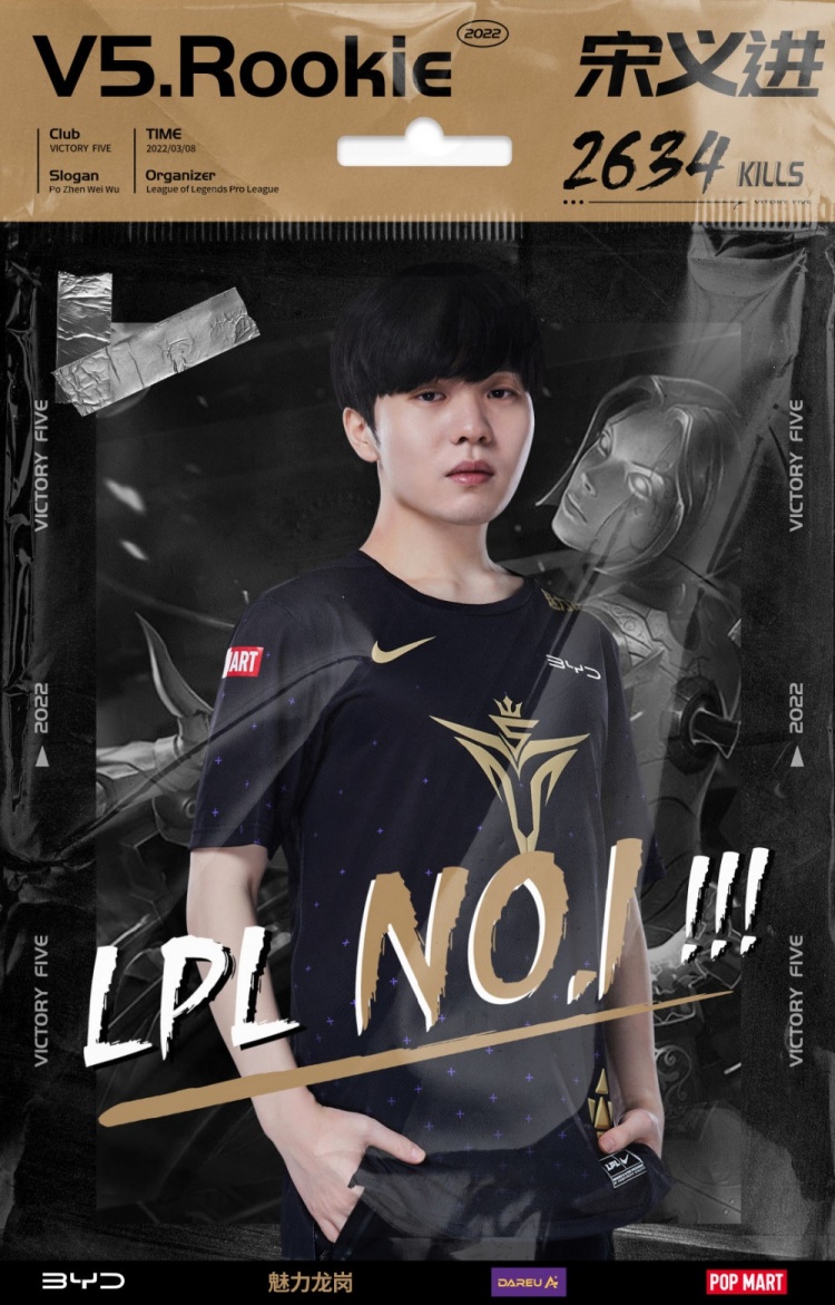 V5官方：祝贺V5.Rookie登顶LPL联赛历史击杀榜第一位-直播吧zhibo8.cc