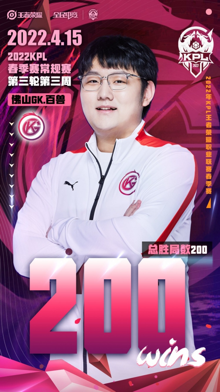 【赛事里程碑】佛山GK.百兽达成总胜局数200-直播吧zhibo8.cc