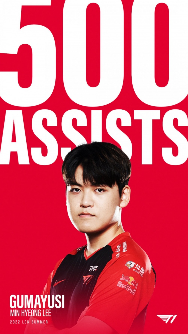 T1官博：下路选手Gumayusi达成LCK 500助攻成就！-直播吧zhibo8.cc