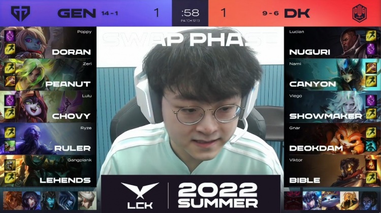 🎮LCK:尺帝泽丽爆炸伤害伪五杀 花生波比关键抓许秀 GEN 2-1 DK-直播吧