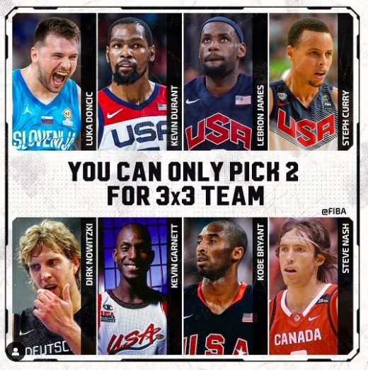 FIBA官方发问：以下8人中选2人和你打国际篮联3V3 你选谁？-直播吧
