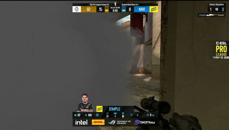 🎮CSGO：iHoo在哪？m0NESY状态起飞守护呼神 G2 16-9 NaVi-直播吧