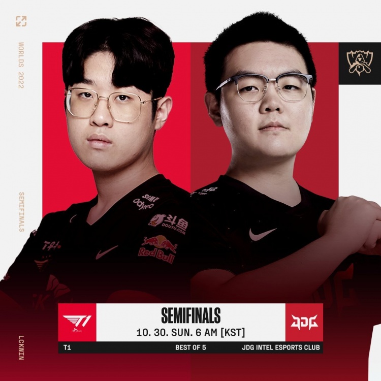 LCK赛区官推发布了 T1 vs JDG 赛前海报-直播吧