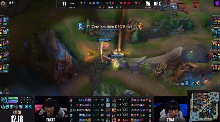 🎮Faker传送偷家未果 Deft最后一舞登顶 DRX击败T1夺得S12冠军-直播吧