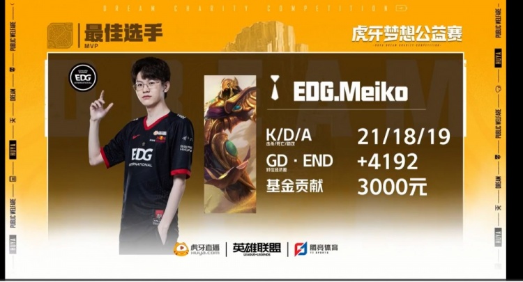 🎮虎牙公益赛:为慈善战到底Meiko沙皇准20三双 EDG翻盘战胜RNG-直播吧
