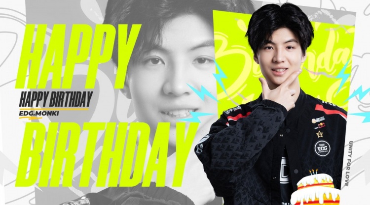 EDG官博更新：新打野选手Monki生日现场-直播吧