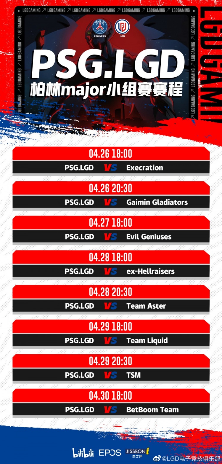 PSGLGD公布柏林Major赛程：淘汰赛于5.1开始 总决赛BO5-直播吧