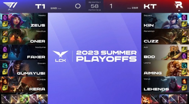 🎮LCK季后赛：Zeus兰博猛火收汁打爆KIIN T1扳回一城-直播吧