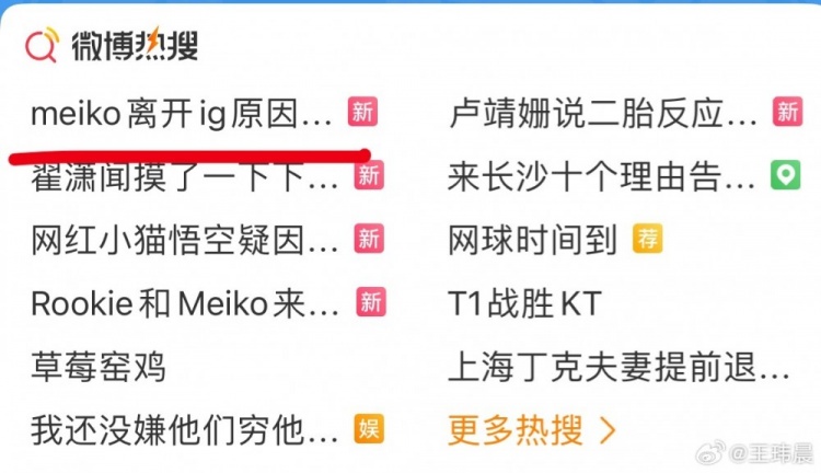 AI取代不了人类🧐网友玩梗Meiko离开IG AI生成造谣词条登上热搜-直播吧