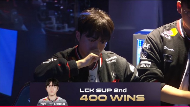 Keria解锁LCK第400胜 排名辅助位第二！-直播吧