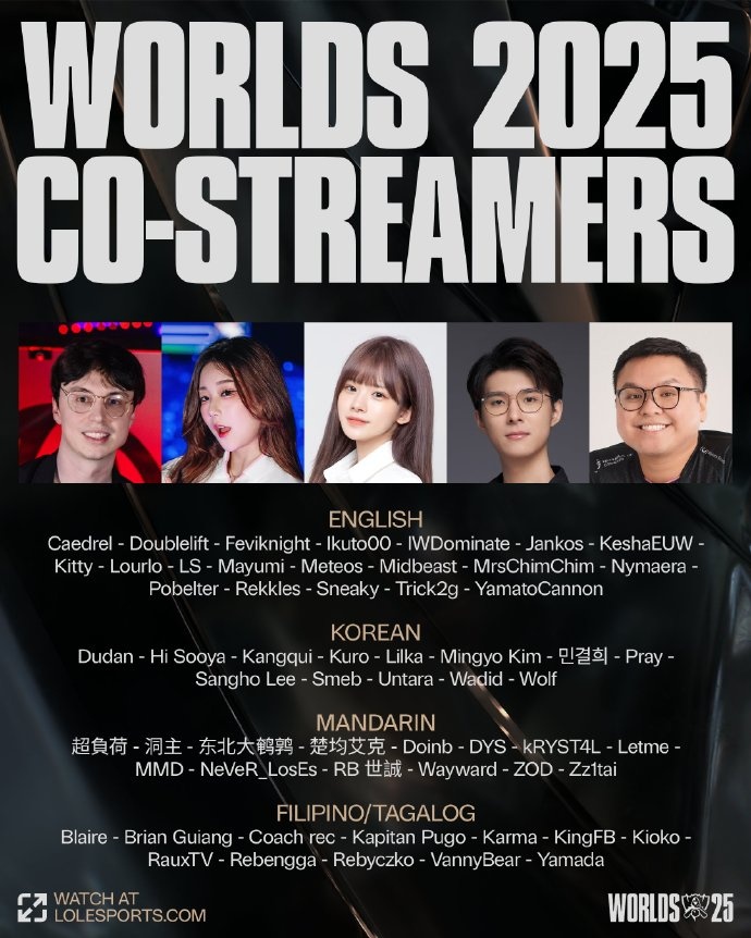 拳头官方公布S15二路直播：中国区DYS、Doinb、姿态等入选-直播吧