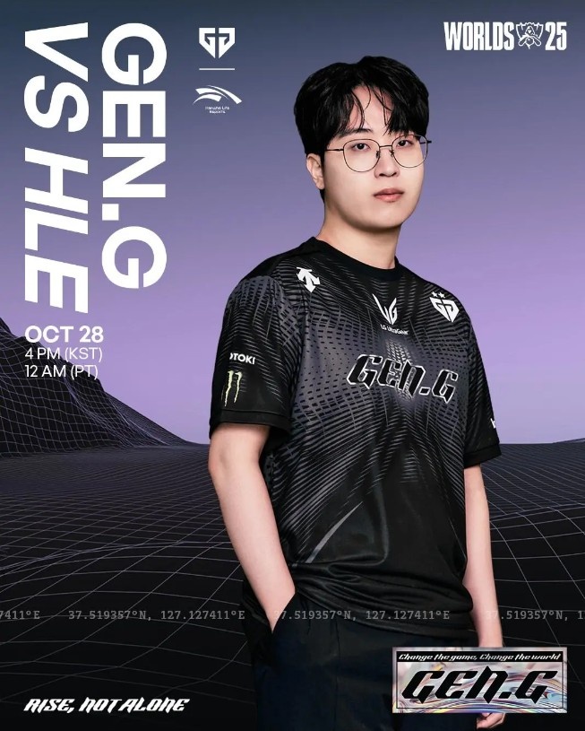 赛区内的碰撞，GEN发布S15八强赛对阵HLE赛前海报-直播吧