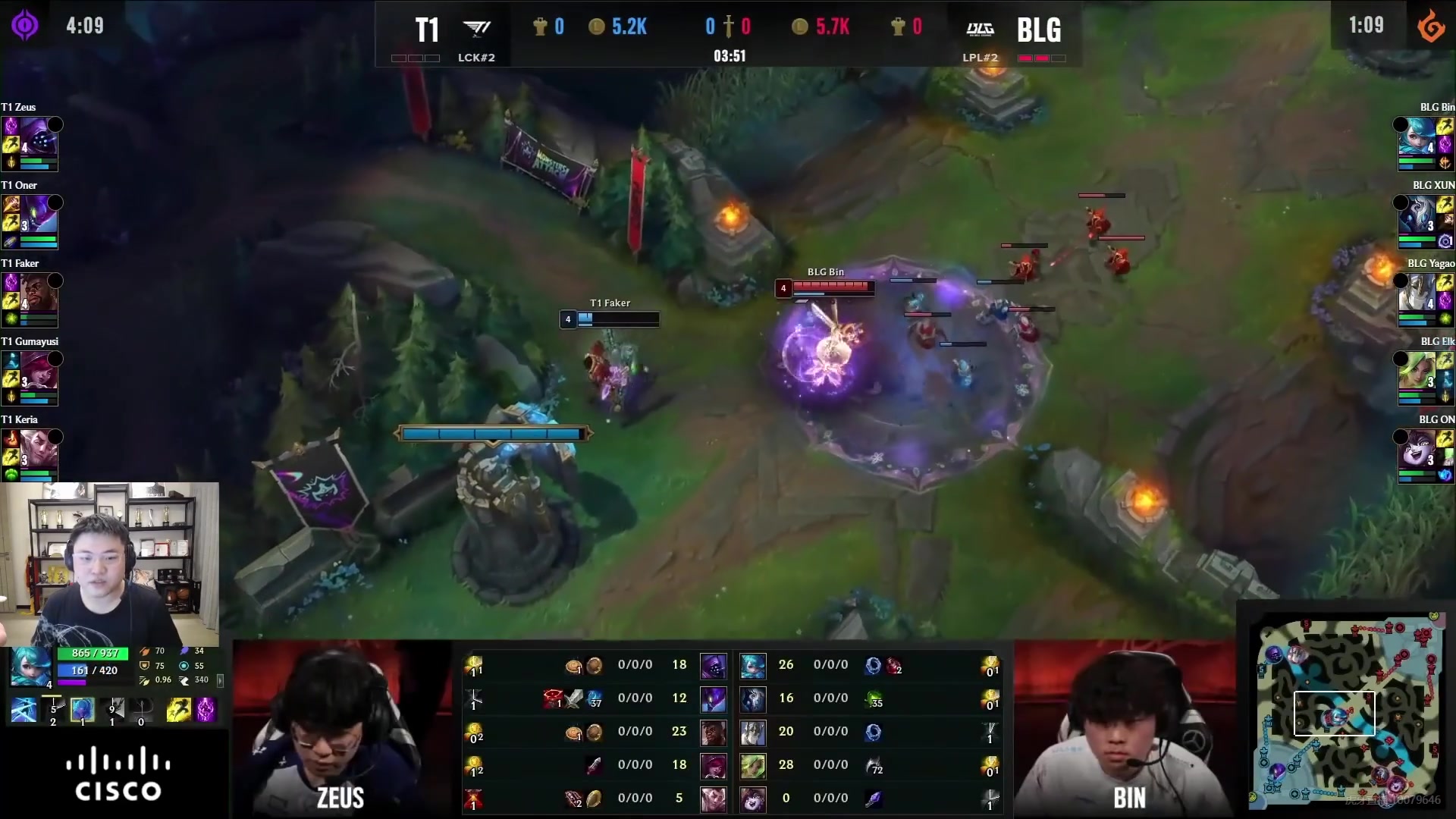 Uzi看BLG被T1扳回一局：小吕布有双招有R不敢操作？-直播吧